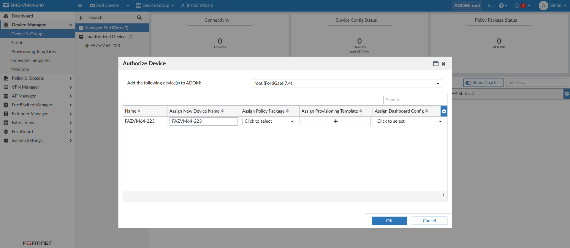 Adding FortiAnalyzer devices using a fabric connection | FortiManager 7.6.4 | Fortinet Document ...